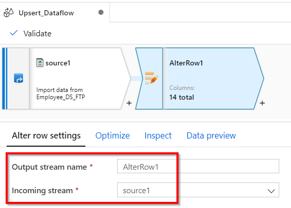 Azure Data Factory Implement Upsert Using Dataflow Alter Row